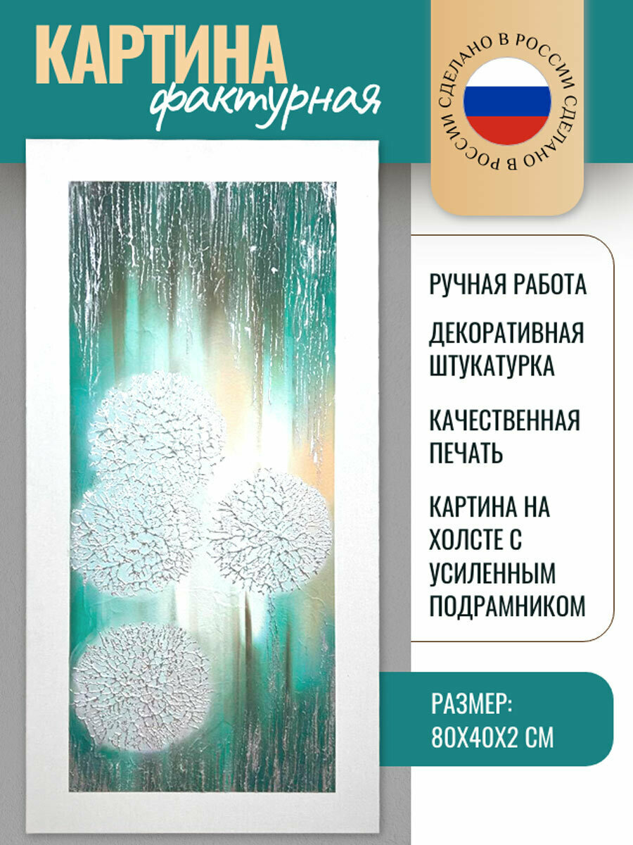 Картина декоративная фактурная Династия 12-431-1 Одуванчики Серебро- без багета, ч.1