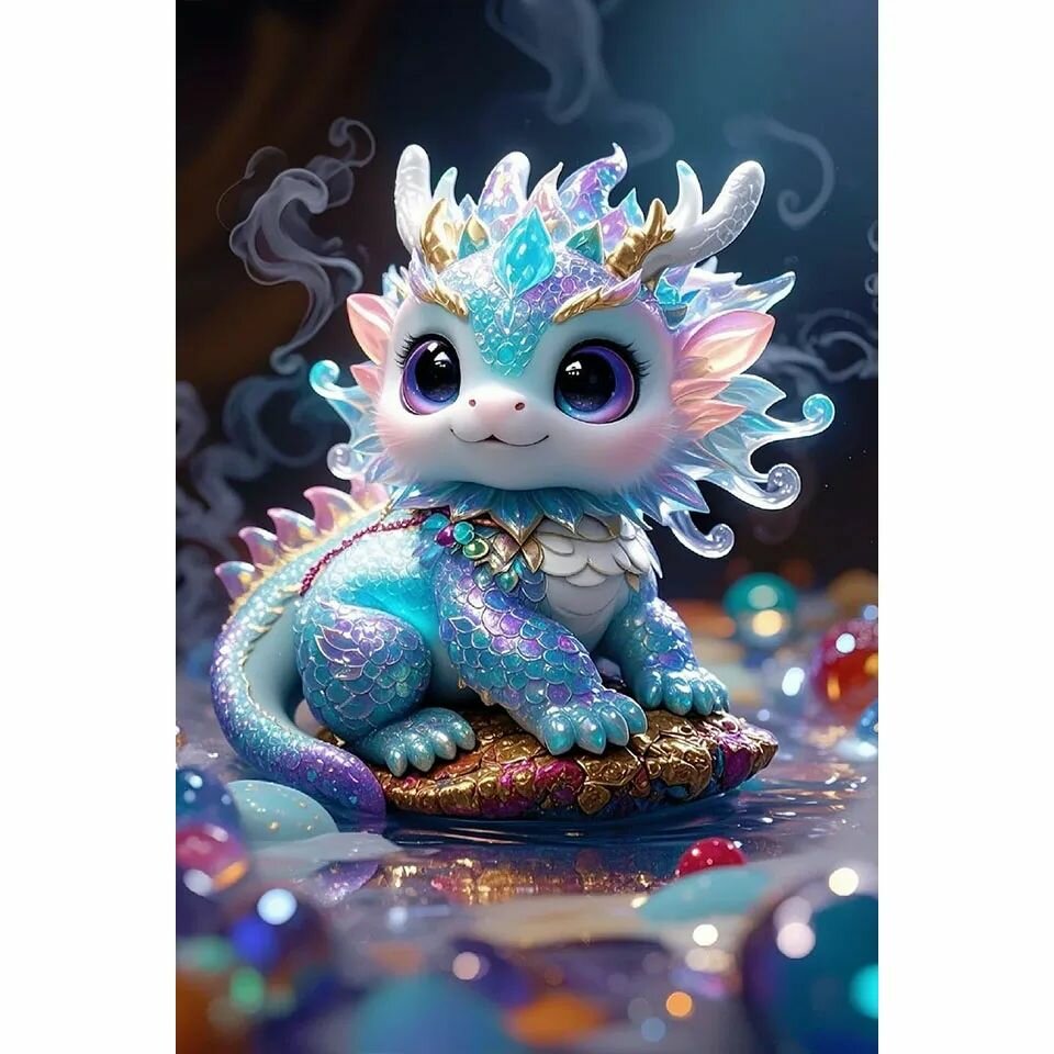 Алмазная картина "дракон" алмазная огранка 40х50 см.