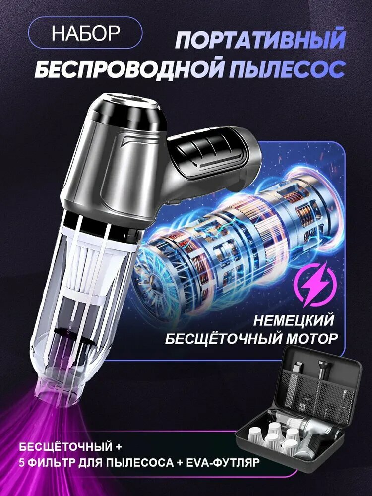 95000pa сильное всасывание для чистки автомобиля беспроводной портативный пылесос двойного назначения, PRO обновленная версия, Набор из фильтрующего картриджа и органайзера
