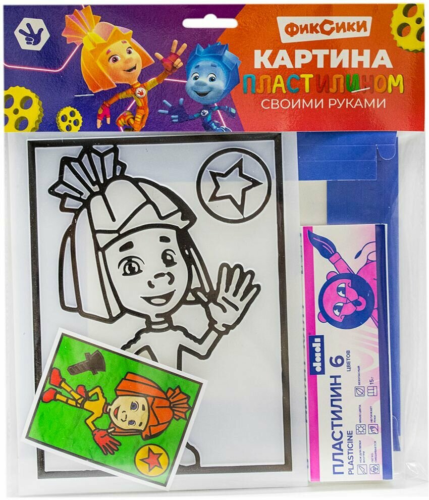 Картина пластилином "Симка", набор для детского творчества, детская фреска аппликация, в комплекте основа, рамка, пластилин 6 цветов