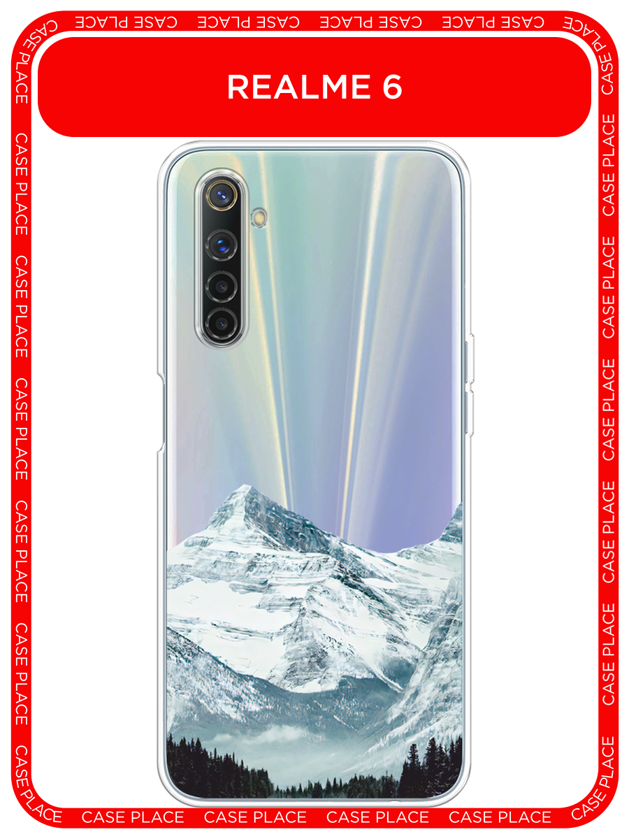 Чехол на Realme 6 / Реалми 6 с принтом Горы арт 1, прозрачный