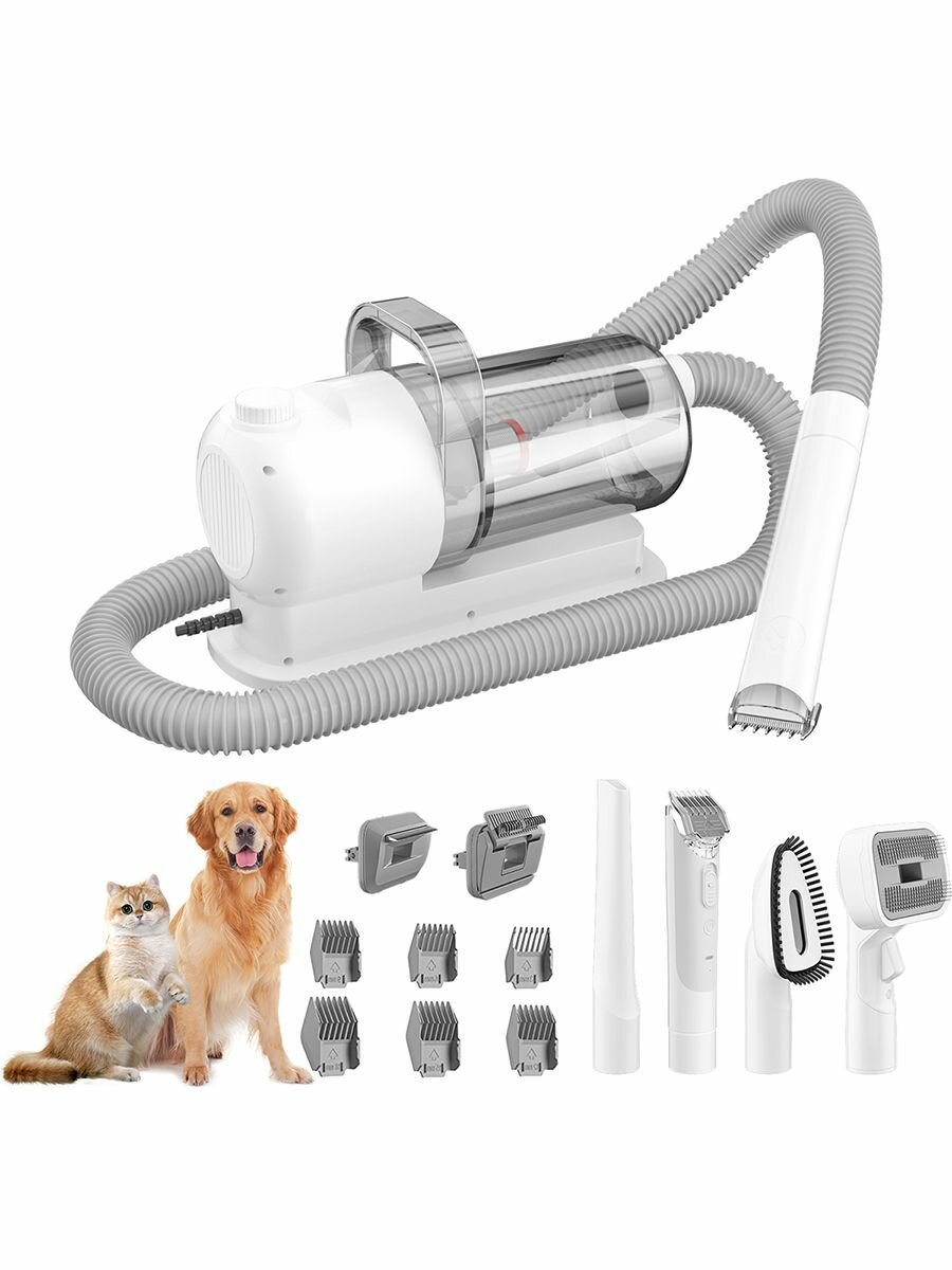 Пылесос для груминга собак и кошек, малошумный набор для груминга домашних животных и 6 инструментов для стрижки волос и когтей, (Европейские штекеры)