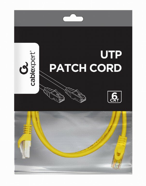 Cablexpert Патч-корд UTP 6 кат. Cablexpert PP6U-0.5M/Y с разъемами RJ-45, желтый (0.5м)