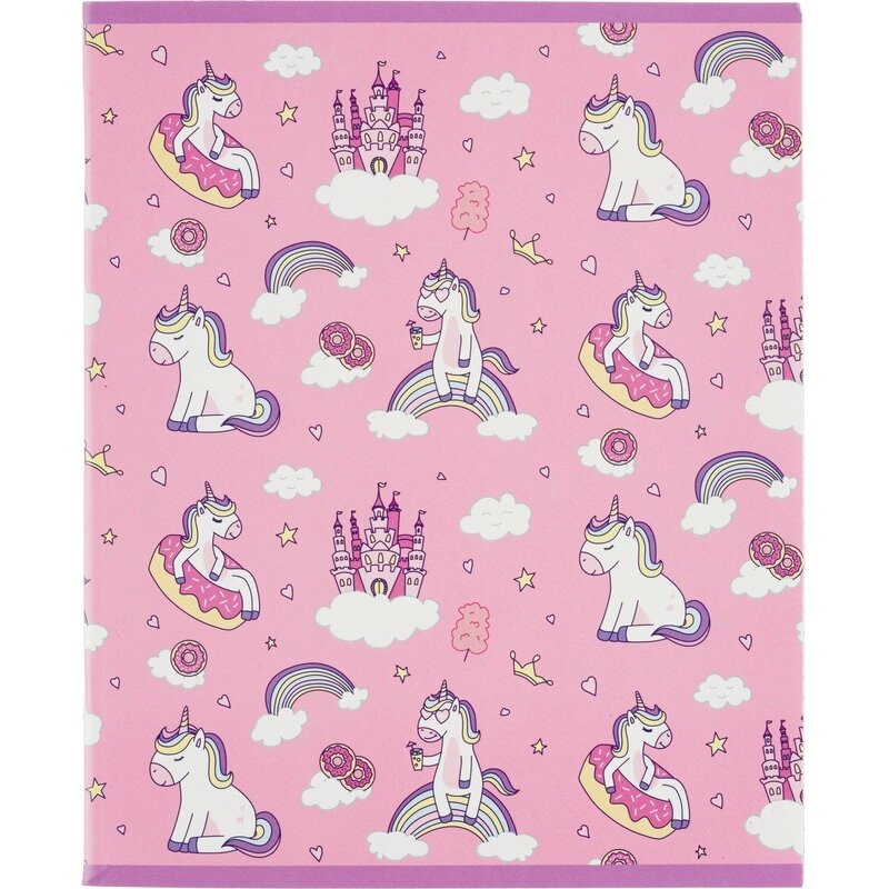 Тетрадь общая А5 48л Uniland роз патерн, клет, скреп, ВД-лак