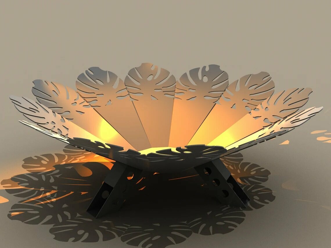 Очаг, чаша для костра, Костровая чаша, Жаровня для улицы Пальмовые листья - огнеупорная краска