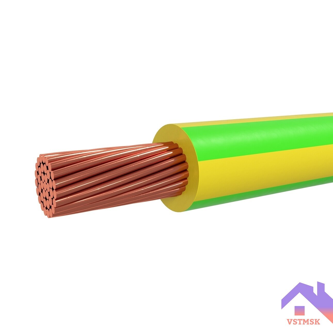 Провод пугвнг-ls (ПВ-3), 1х10мм2, 20 метров, Желто-зеленый
