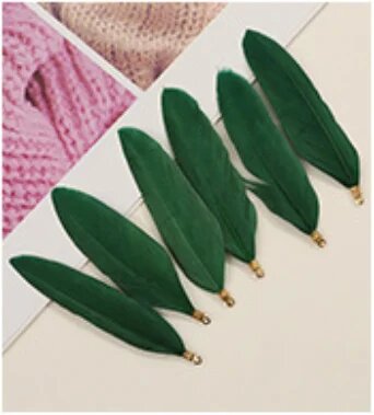 Окрашенные гусиные перья для рукоделия 10 шт Изумрудный, dark green