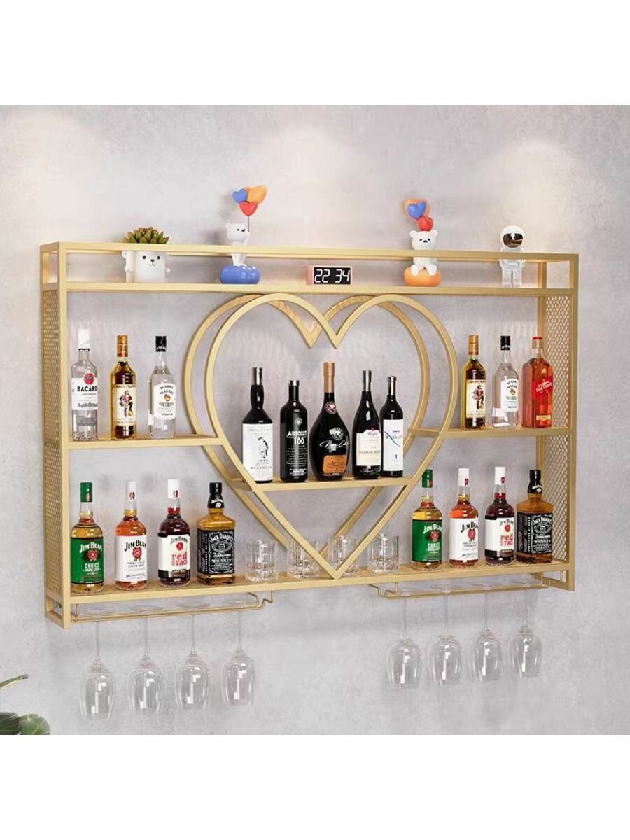 Любовный винный шкафчик из кованого железа, висящий на стене