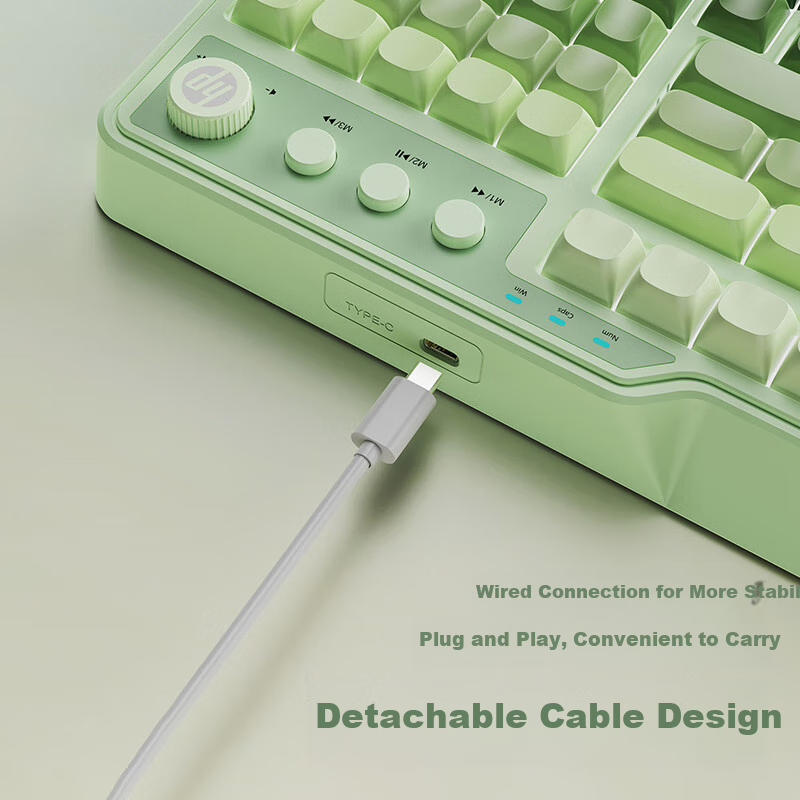 HP K360 Wired Keyboard Gradient Color Keycaps RGB Mechanical Feel Ergonomic Design Office Gaming Universal League of Legends eSports Gaming Keyboard Green 98 Keys