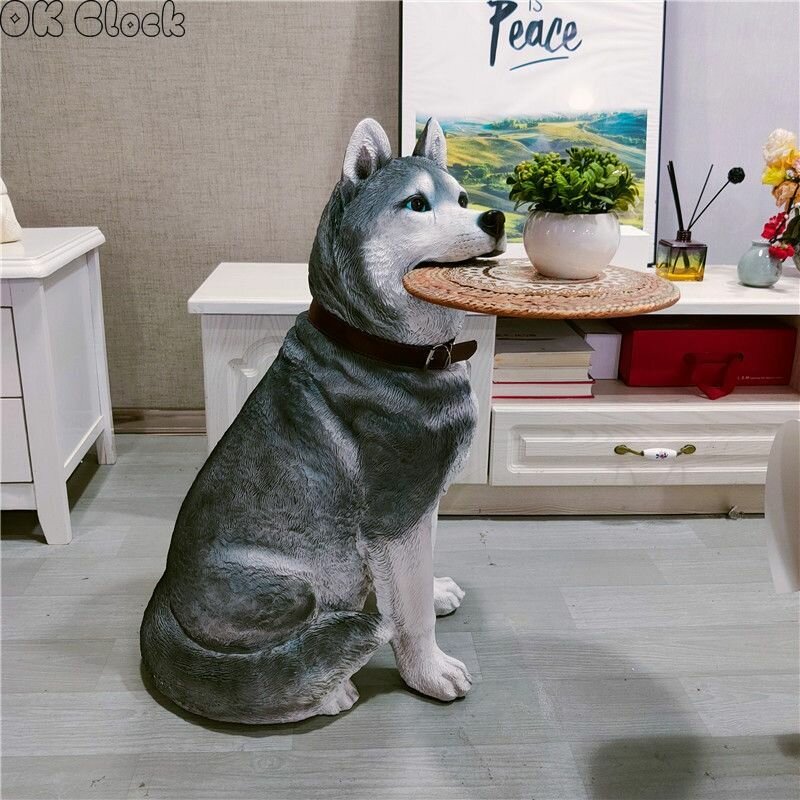 Статуя декоративная "Сибирский хаски", 68x69 см, цвет серый, смола