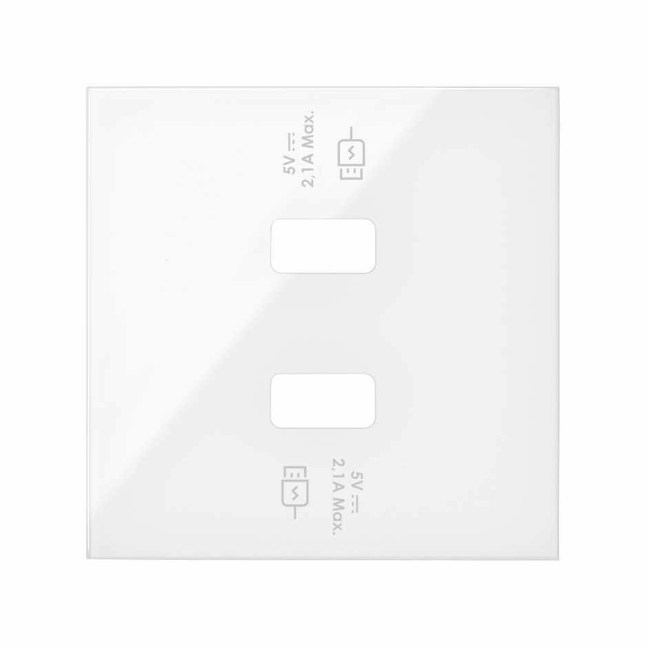 Simon 100 Белый глянец Накладка для 2-х зарядных устройств USB SmartCharge, 10001196-130
