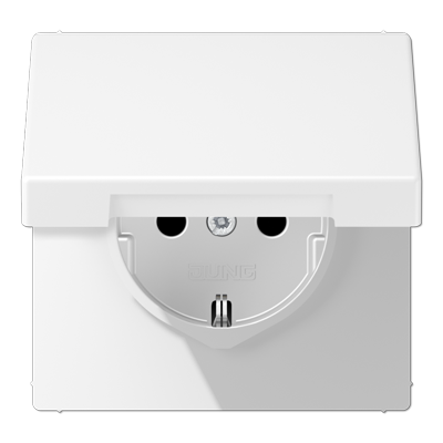 JUNG LS 990 Белый матовый Розетка с крышкой, SCHUKO, LS1520BFKLWWM
