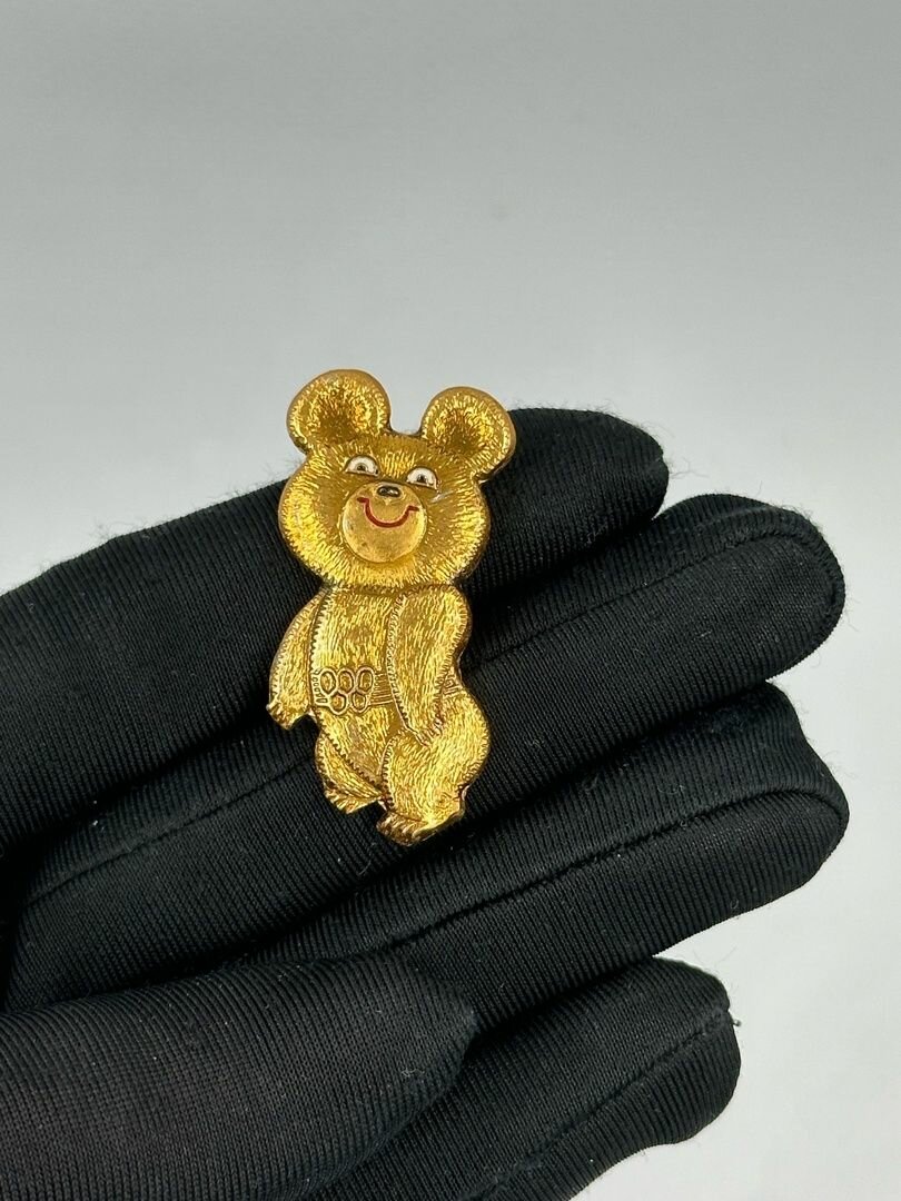 Значок Олимпийский Мишка Олимпиада 1980г 4 см Винтаж!