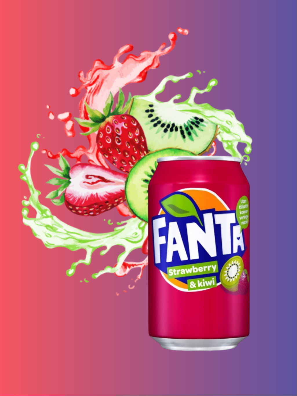 Напиток газированный Fanta со вкусом клубники и киви 330 мл, Германия