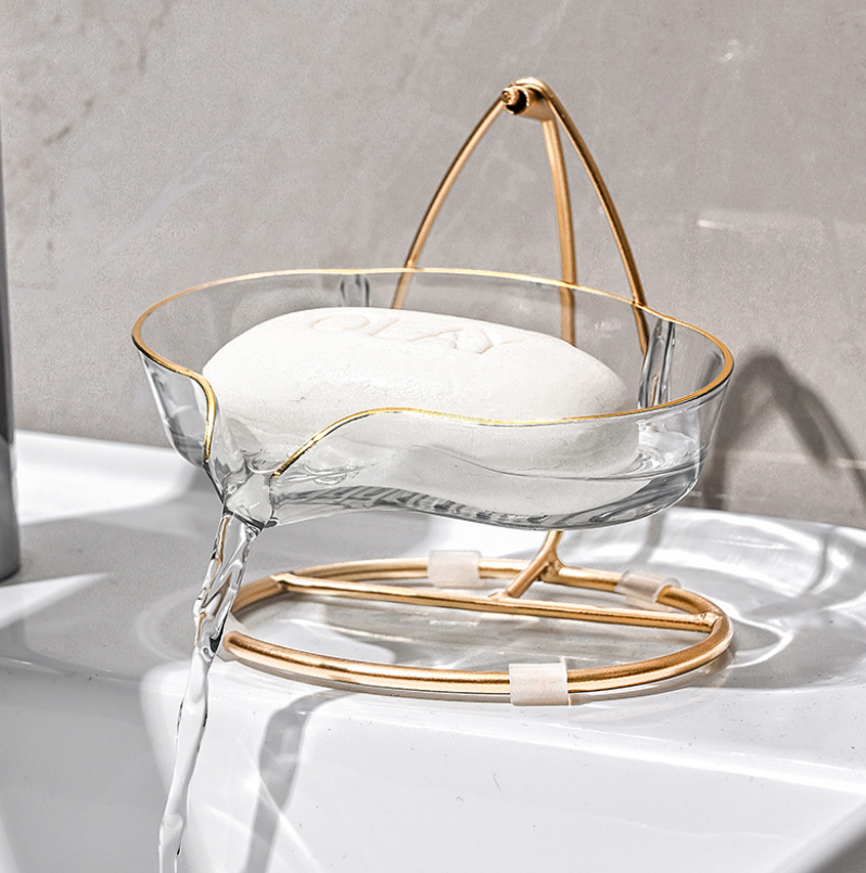 Мыльница-держатель MyPads со сливом на металлической ножке для ванной и кухни, идеально пишется в любой интерьер в стиле минимализма, отличный пода.