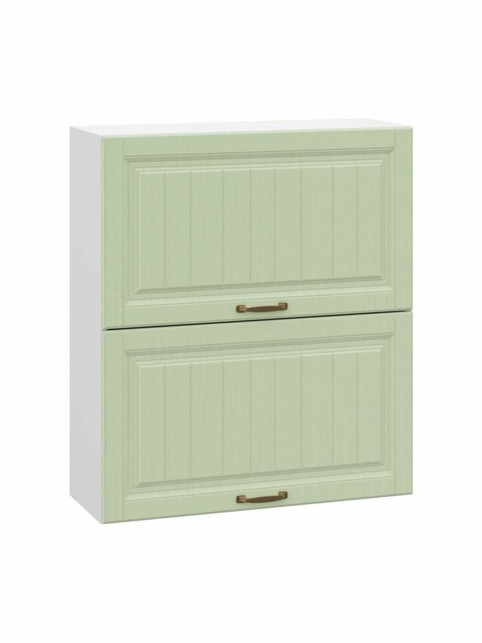 Кухонный модуль навесной, барный шкаф Флоренс, высокий, 80х29.6х91.2 см, Белый / Фисташковый структурный