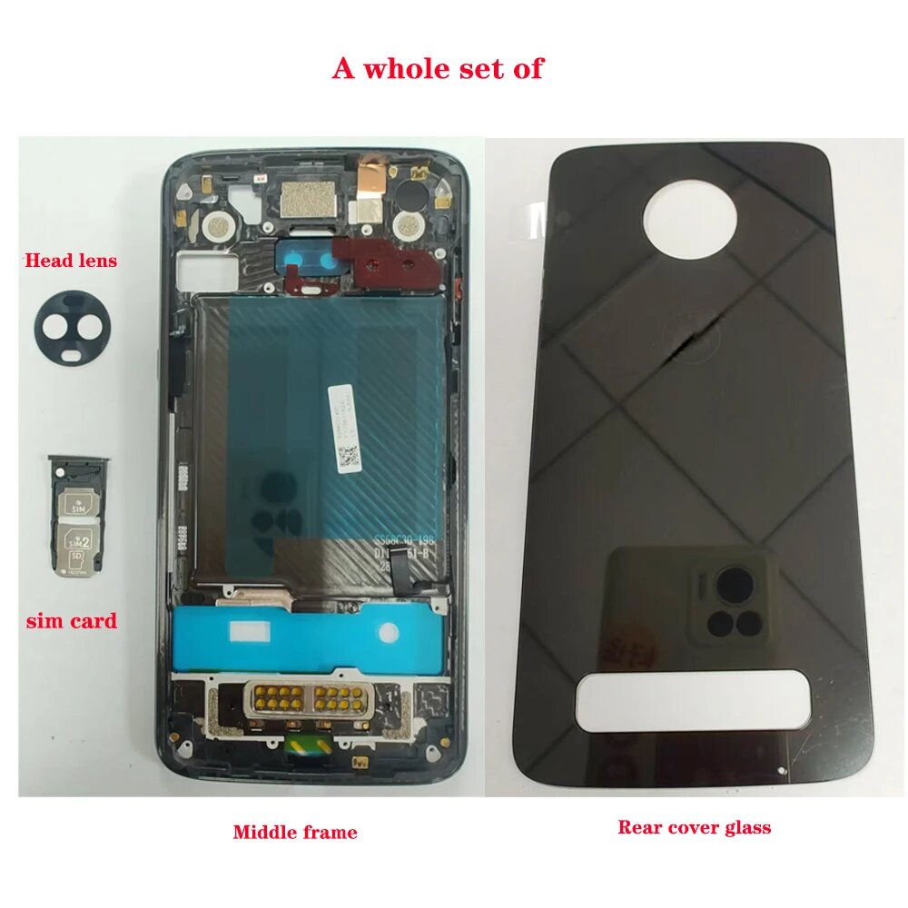 Крышка батарейного отсека, задняя дверная панель, задний чехол для Motorola Moto Z3, крышка батарейного отсека со средней рамкой, запасные части