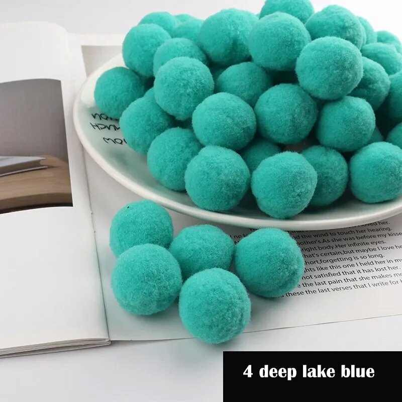 Пушистые помпоны, 10 шт, 30 мм, цвет 4 deep lake blue