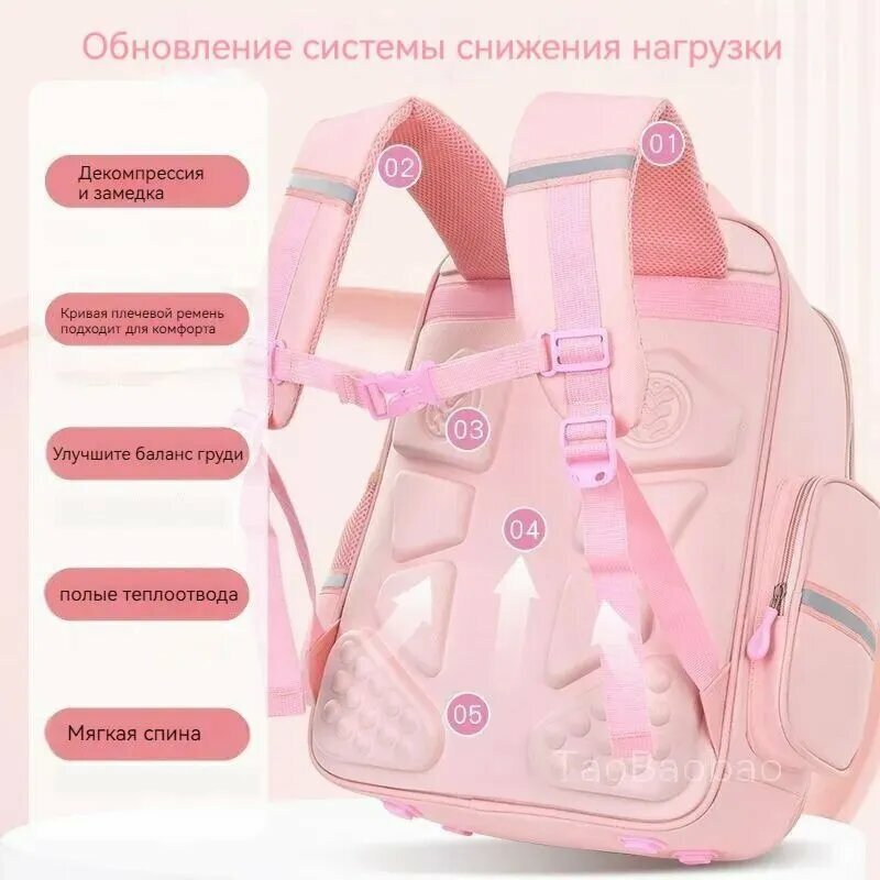 Школьный ранец "Куроми", для девочек, ортопедический, светоотражатели, 42 см x 30 см x 19 см