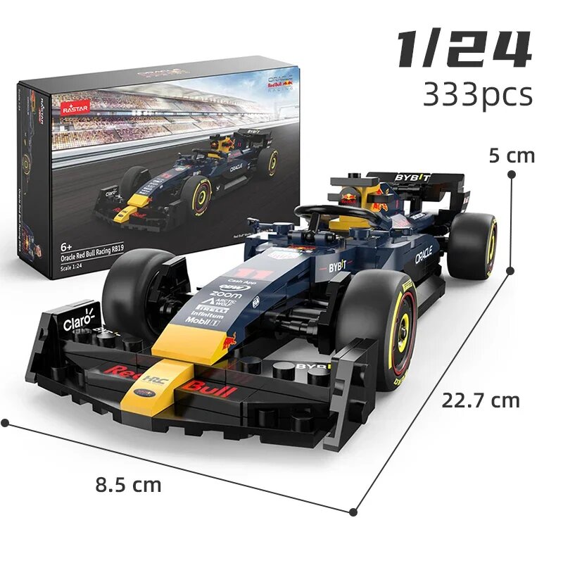 Растер 1/24 F1 Red Bull RB19 гоночный автомобиль. Гоночная сборка строительных блоков 1:24