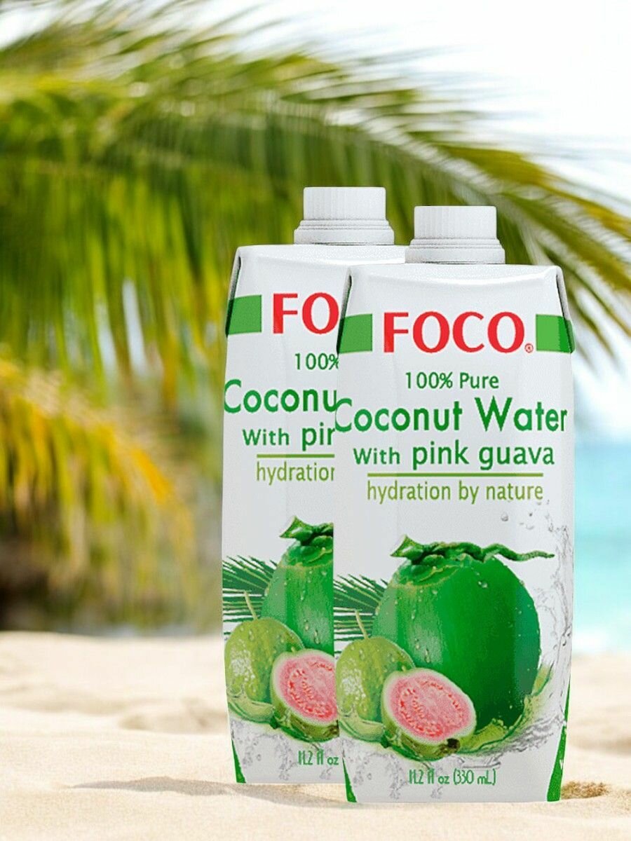 Кокосовая вода FOCO с розовой гуавой набор 2 шт
