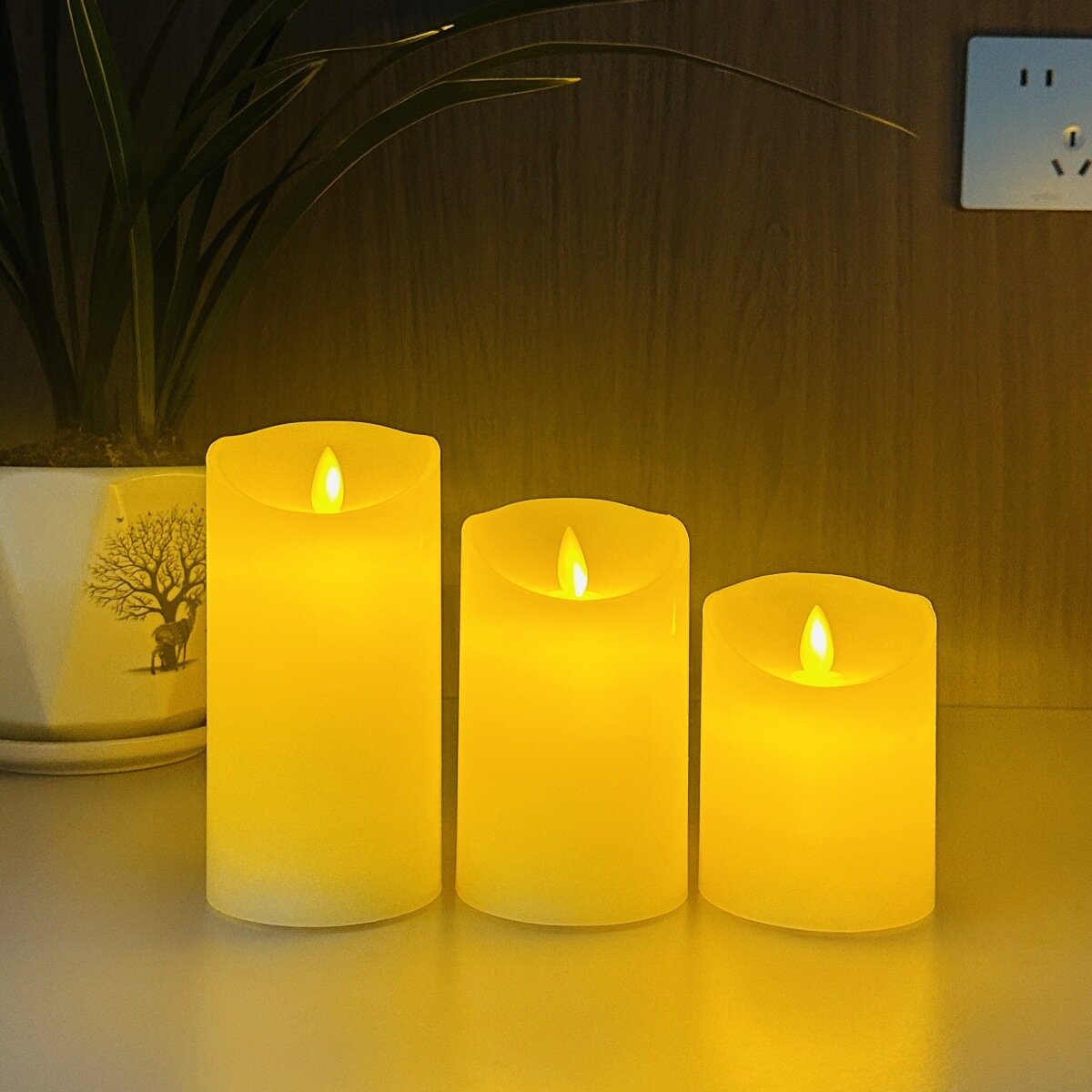 Электронная свеча, имитация парафина, для церковной свадьбы, 3 шт