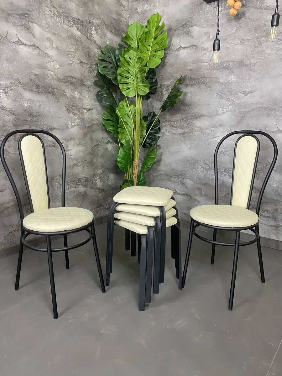 Комплект мебели застолье "Лофт", стулья венские 2 шт, табуреты 4 шт