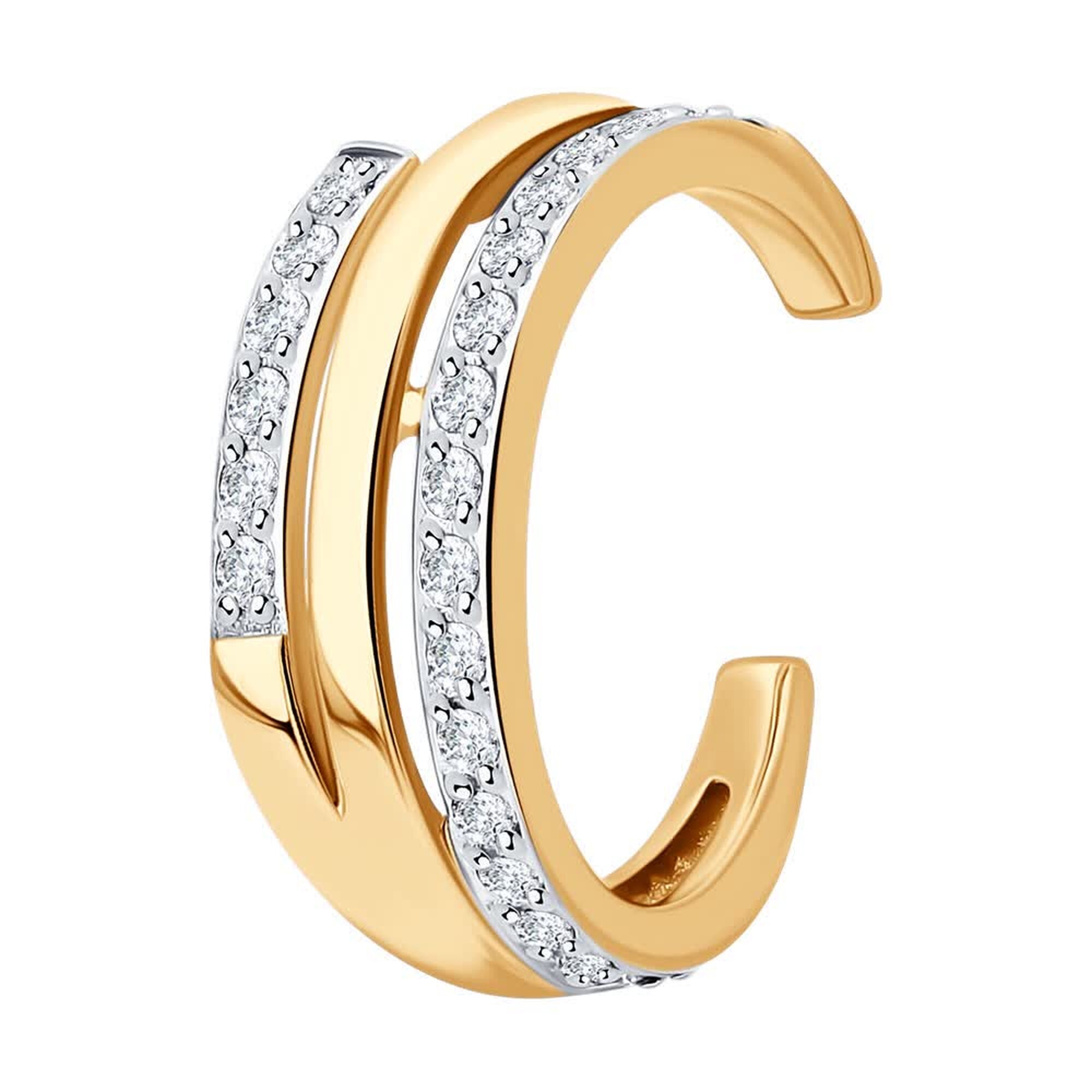 Моносерьга, красное золото, 585 проба, фианит