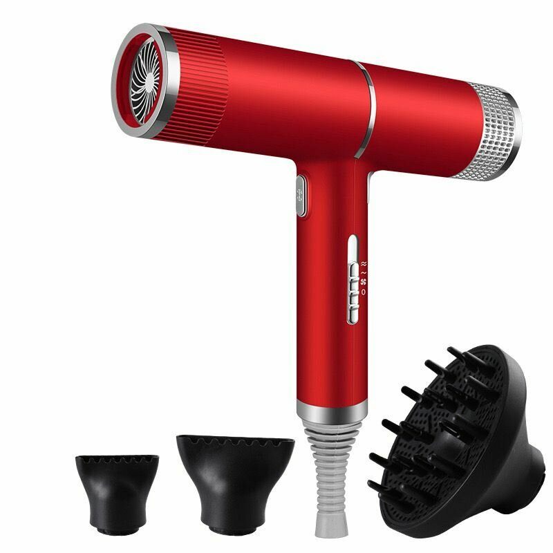 Professional Фен для волос 2020H 2000 Вт, скоростей 3, кол-во насадок 3, красный