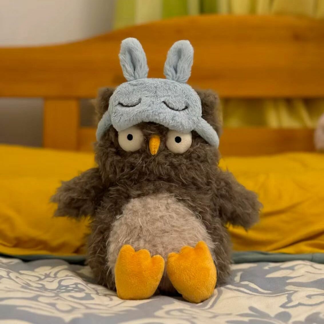 Игрушка JELLYCAT "Сова с завязанными глазами", мягкая, плюшевая, темно-серая, унисекс, от 1 года