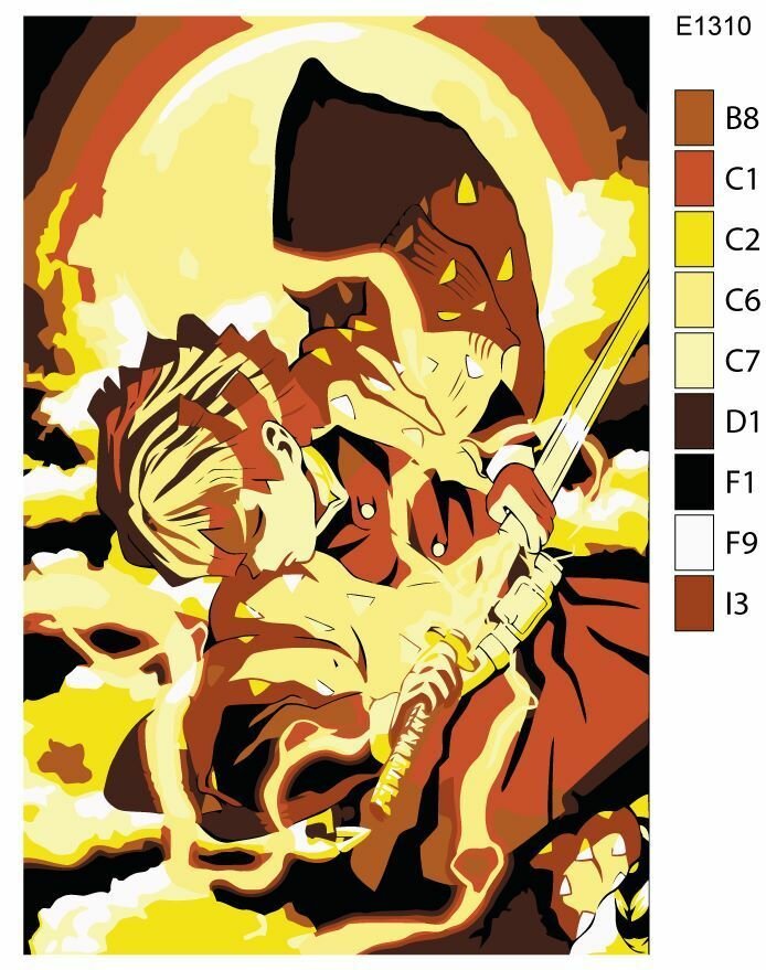 Детская картина по номерам E1310 "Аниме Клинок, рассекающий демонов. Зеницу Агацумае" 20x30