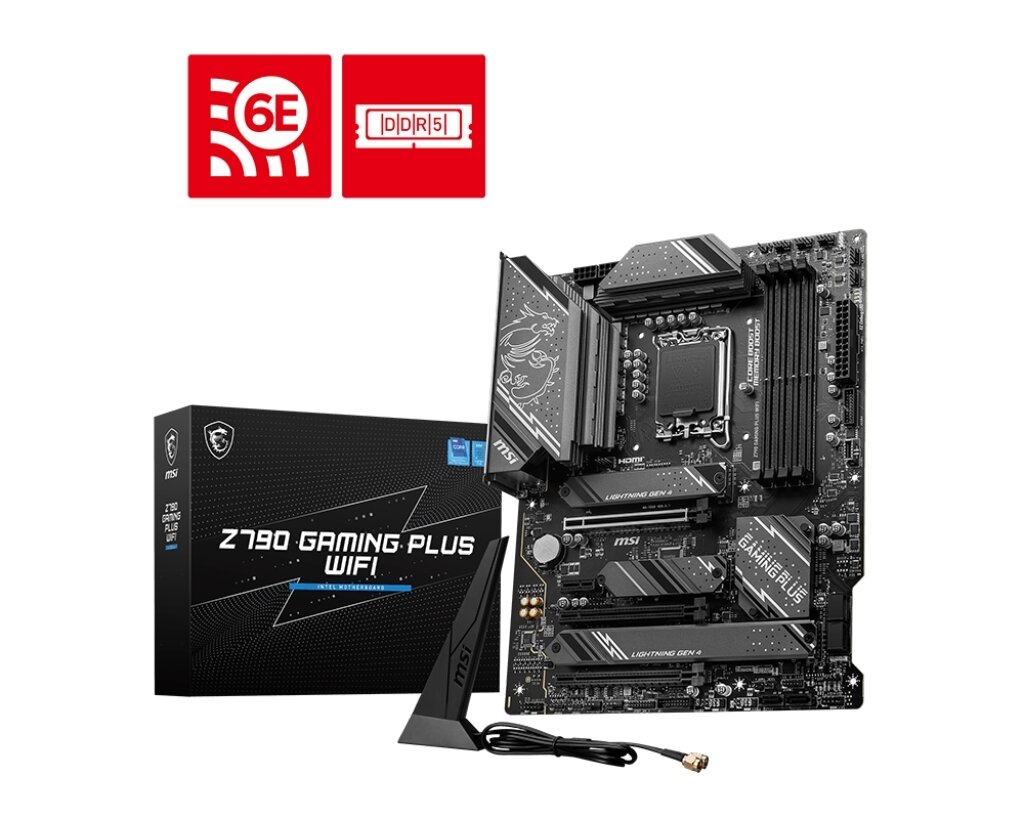 Материнская плата MSI Z790 GAMING PLUS WIFI Soc-1700 Intel Z790 4xDDR5 ATX AC`97 8ch(7.1) 2.5Gg RAID+HDMI+DP