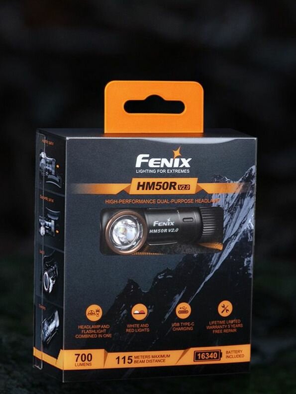 Налобный фонарь Fenix HM50R V2.0 компактный, легкий, для бега и лыж, 700 лм, белый и красный свет,
