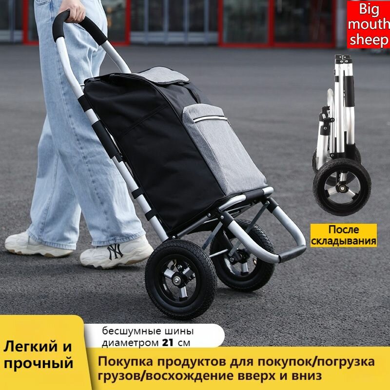 Тележка складная, нержавеющая сталь, серебристо-чёрная, 104х33х28 см
