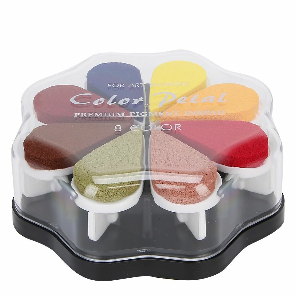 Набор из 8 штемпельных подушечек в форме лепестков для самостоятельной штамповки, скрапбукинга, рисования, аксессуаров с яркими красочными штемпельными подушечками для поделок