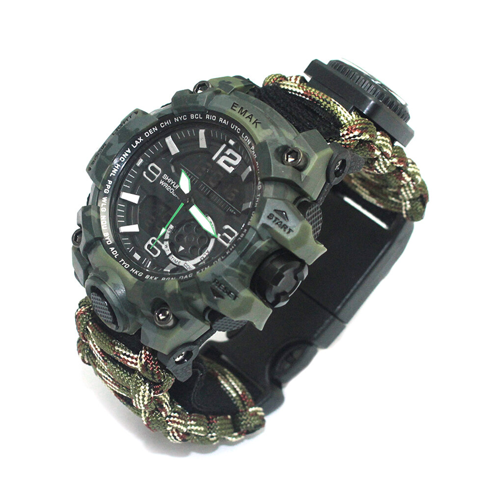 Часы для выживания в походе, многофункциональный браслет, компас, свисток, браслет из паракорда, набор инструментов и снаряжения.