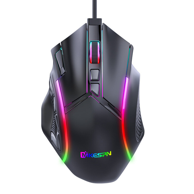 12800 DPI Проводная игровая мышь с 12 макрокнопками и RGB-подсветкой для конкурентного игрового процесса в жанре FPS