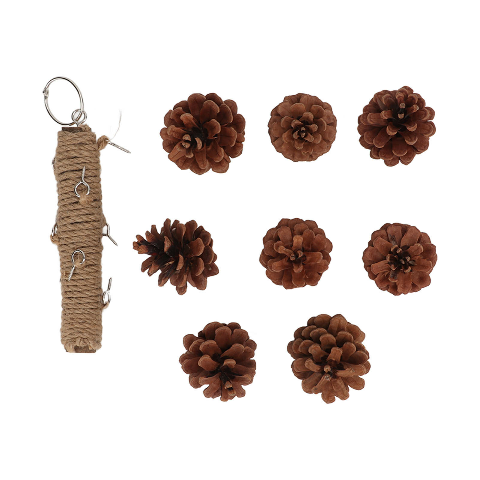 Игрушка для укусов птиц, деревянная шишка, подвесная игрушка для попугаев, грызущая клюв, с металлическим крючком для клетки 20 см