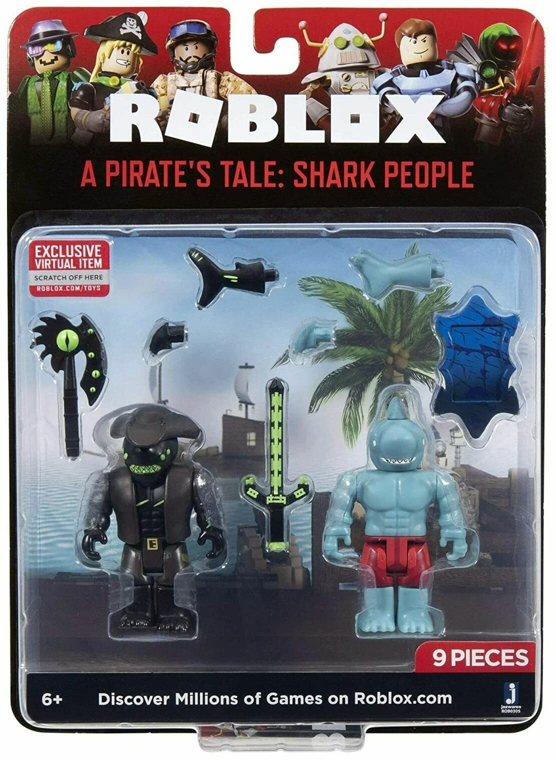 Фигурка Roblox ROB0305 Фигурки героев A Pirate's Tale: Shark People 2 шт. с аксессуарами