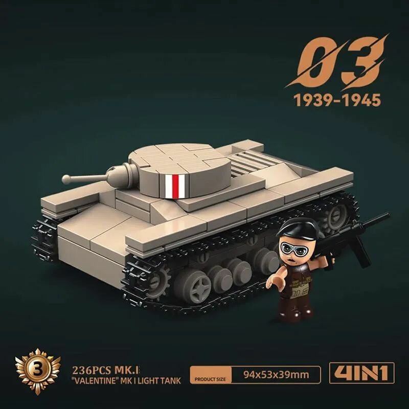 Конструктор Танк Valentine Mk Light Tank 236 дет 100294
