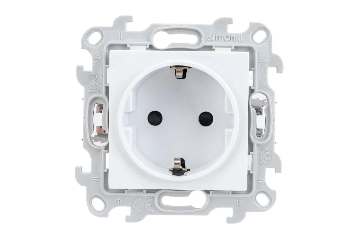 Simon 24 Белая Розетка 2К+3 с защитными шторками 2420432-030