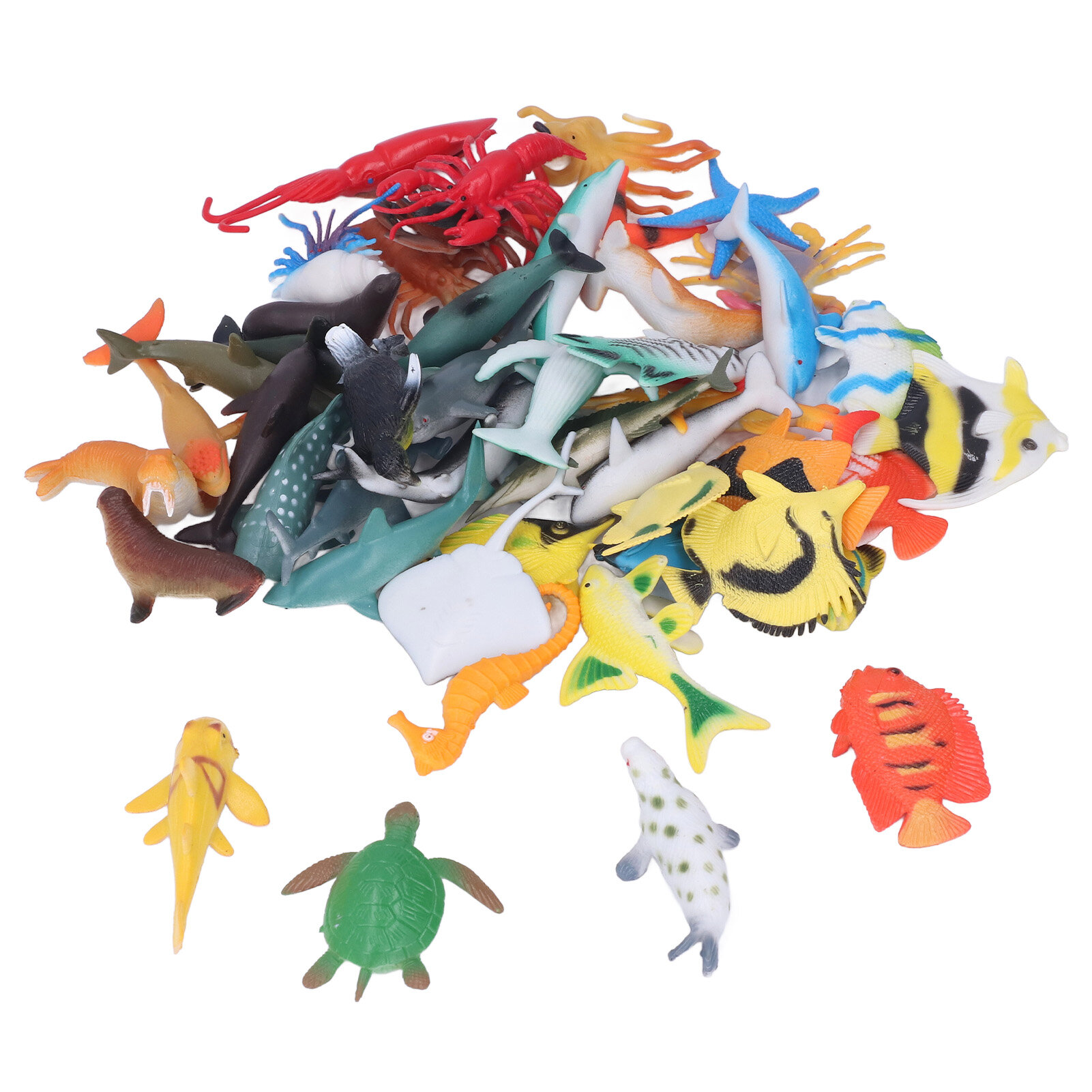 Мини-игрушки с морскими животными, 48 предметов, экологически чистый материал, серия тропических рыб, миниатюрные игрушки для детей 4-6 лет, красочные и развивающие