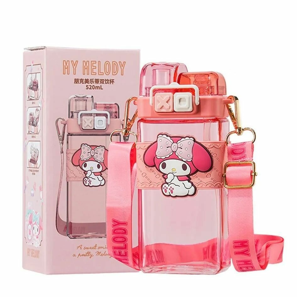Бутылочка для воды детская, Прямое Питье, Соломинка, май мелоди / my melody,520 Мл