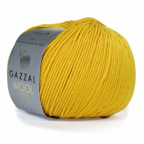 Пряжа Gazzal Wool 175 цвет 312 желтая горчица (50г/175м, упаковка 5 мотков)