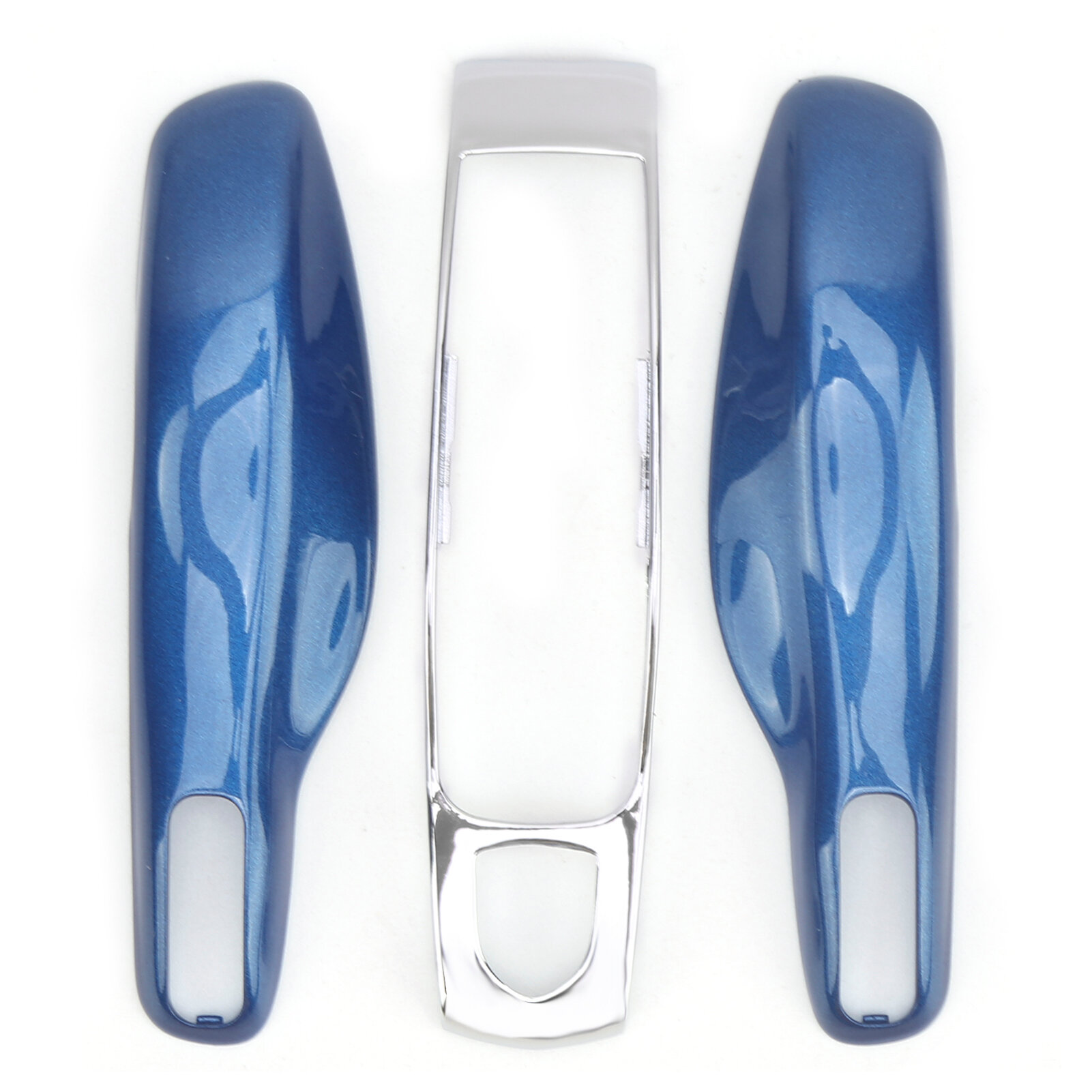 Car Remote Key Fob Case Trim Protective Cover Fit for 911/Panamera Macan Boxster(Blue Silver )