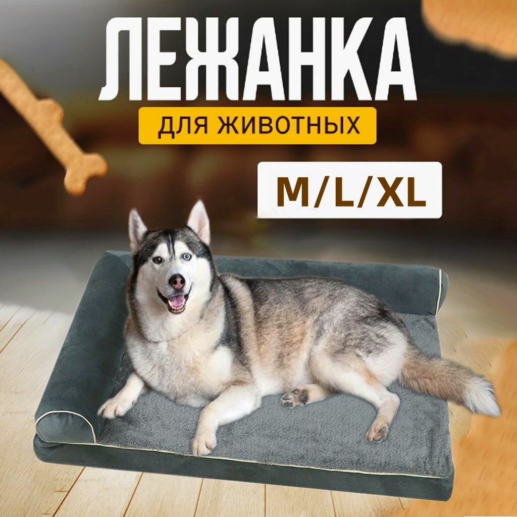 Лежанка для Собак, Лежанка для животных, собак и кошек крупных пород,50x40x11cm, диван-лежак антивандальный