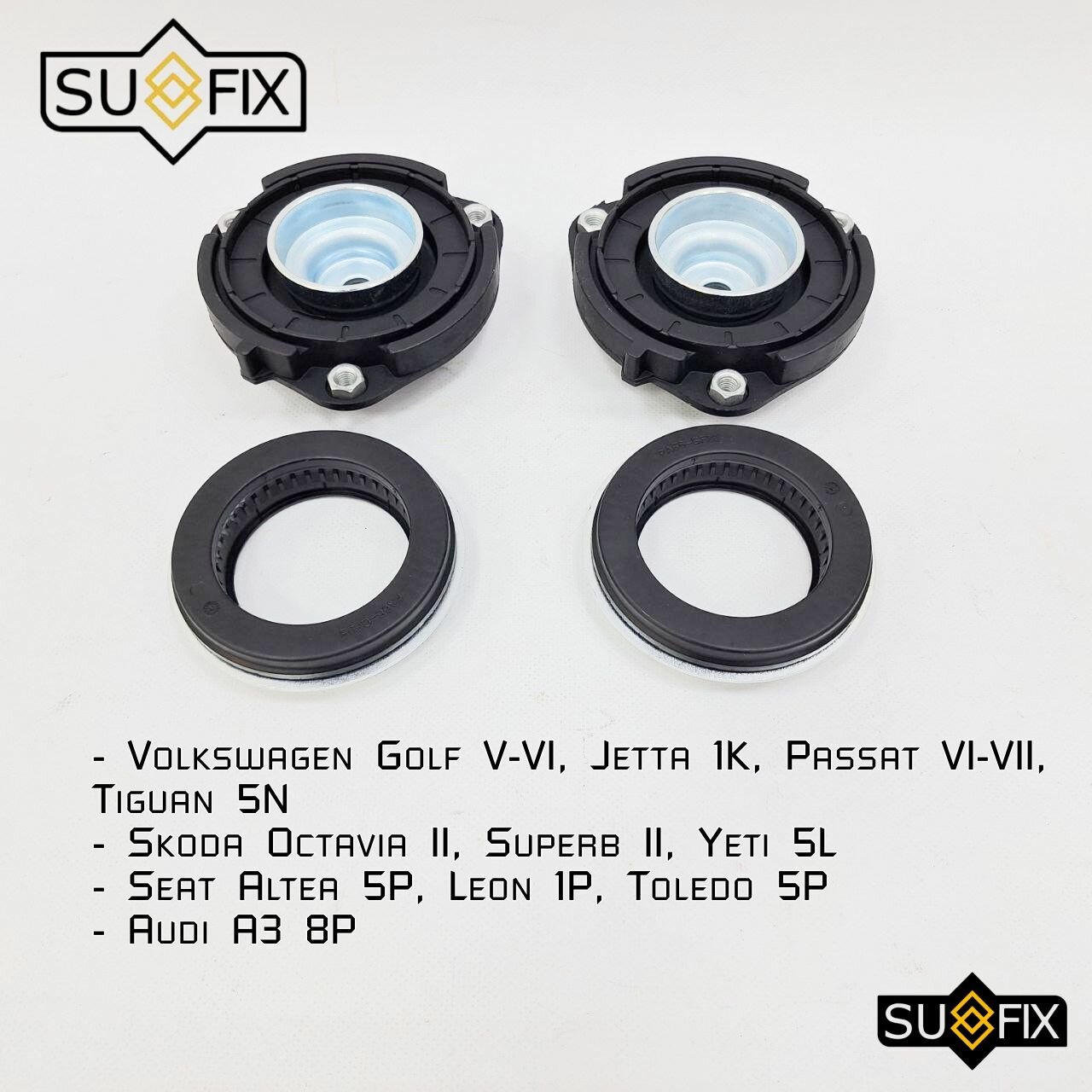 Комплект опор и подшипников на передние амортизаторы SUFIX для Volkswagen GOLF, PASSAT, TIGUAN, SKODA OCTAVIA, SUPERB, AUDI, SEAT.