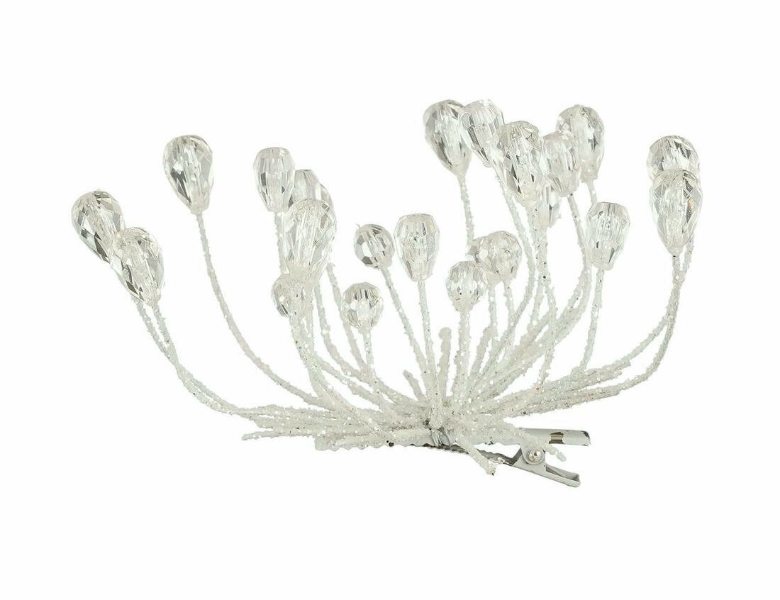 Искусственный цветок на клипсе, металл, пластик, белый, 15 см, Edelman