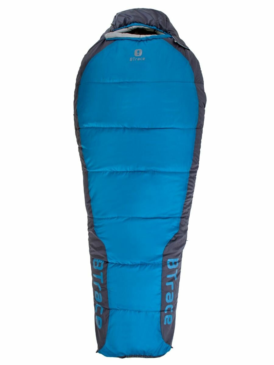 Спальный мешок кокон Btrace Bless S -10.-24, правый, серый; голубой, спальник туристический экстремальный
