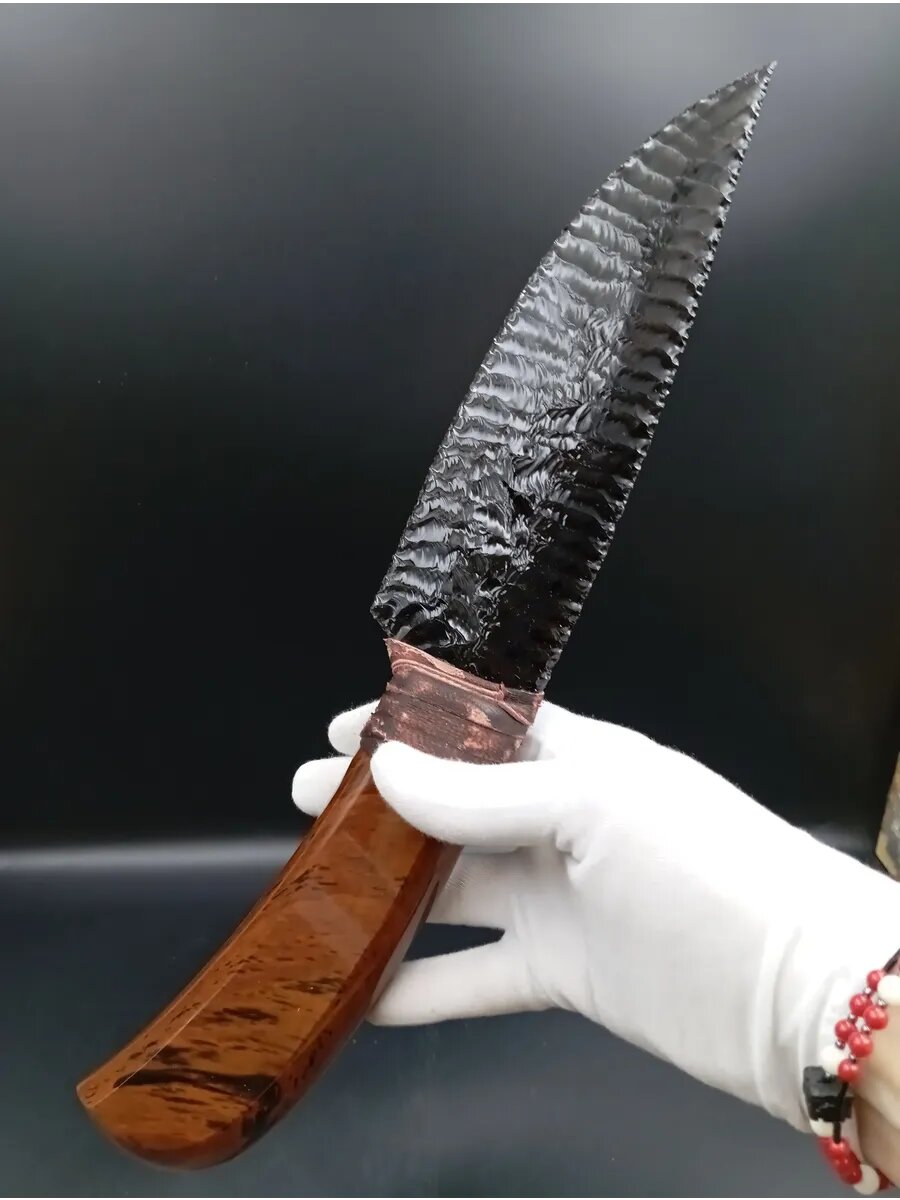 Нож из обсидиана с рукоятью из обсидиана 36,5 см